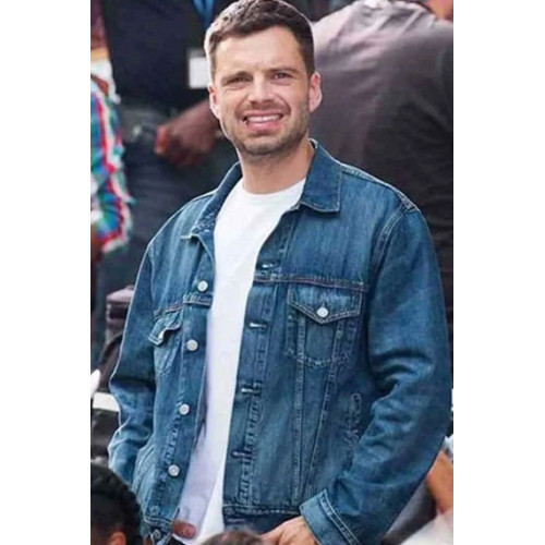 The 355 Movie Nick Fowler Sebastian Stan Blue Denim Jacket