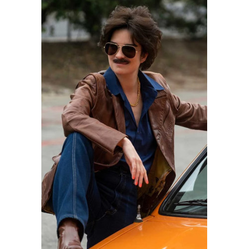 Annie Murphy Murderville Vintage Brown Leather Trench Jacket