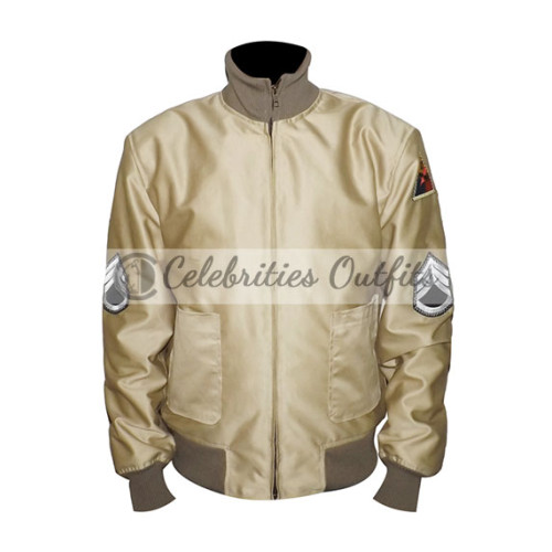 Wardaddy Brad Pitt Fury Kay Canvas Beige Satin Tanker Jacket