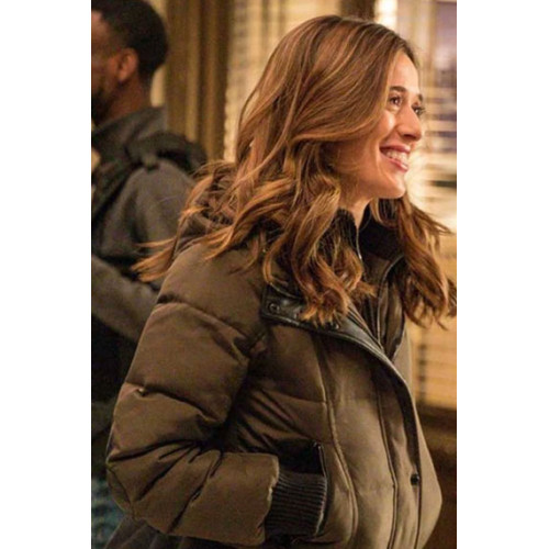 Kim Burgess Chicago PD Marina Squerciati Grey Puffer Jacket