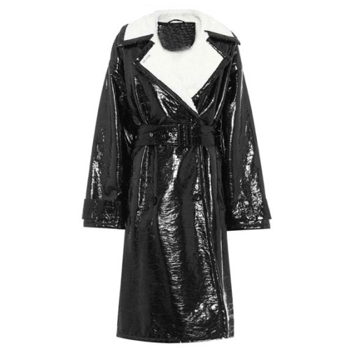 Dynasty Alexis Colby Elaine Hendrix Black Leather Trench Coat