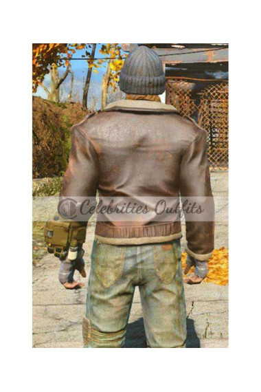 Anime Fallout 4 Boston Looter Distressed Fur Leather Jacket