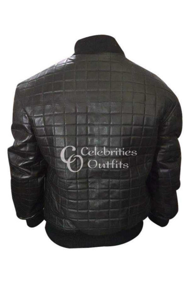 Aubrey Drake Black Quilted Bomber Leather Jacket