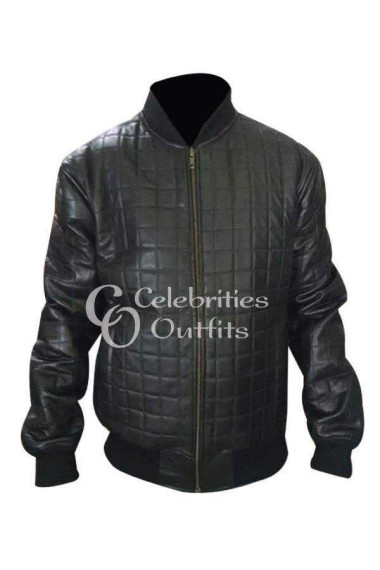 Aubrey Drake Black Quilted Bomber Leather Jacket
