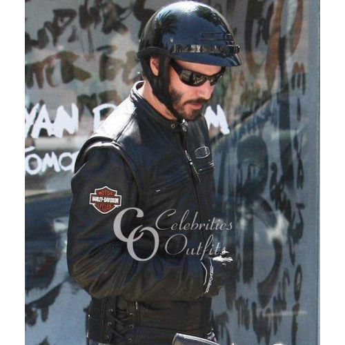 Harley Davidson Keanu Reeves Black Biker Leather Jacket