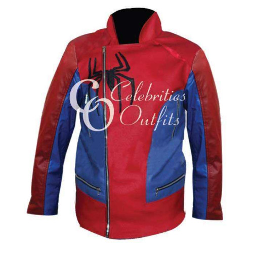 Men's Spider Man Inspired Cosplay Red Designer Leather Jacket