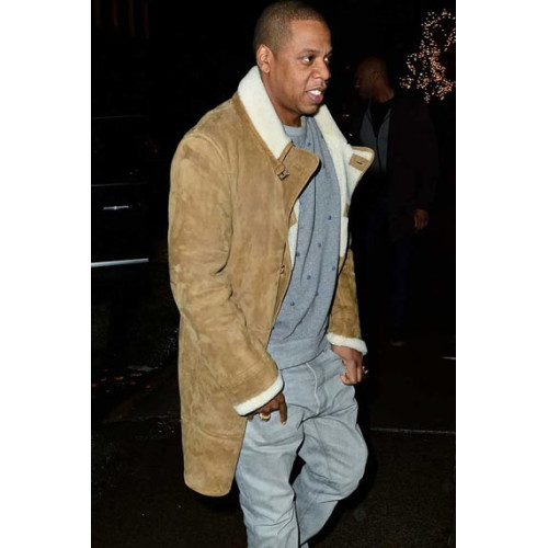 Jay Z Street Mens Casual Brown Suede Leather Shearling Jacket