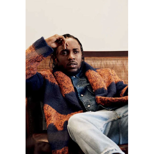 GQ Kendrick Lamar Mens Casual Blue And Orange Wool Coat