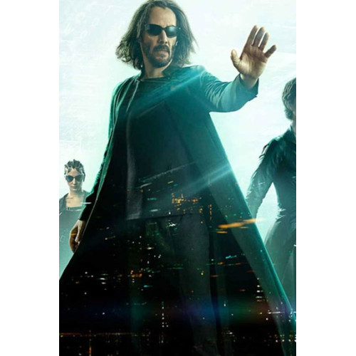 Keanu Reeves Neo The Matrix Resurrections Black Wool Long Coat