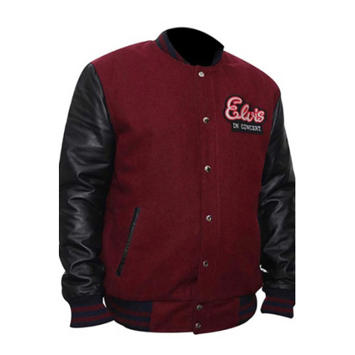 Elvis in Concert Elvis Presley Maroon Wool Varsity Jacket