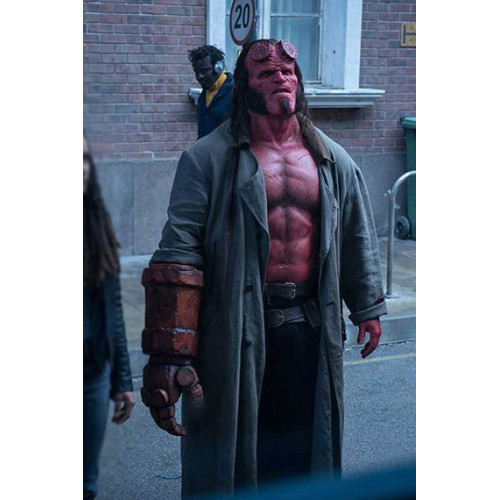 David Harbour Hellboy Movie Hellboy Grey Cotton Trench Coat