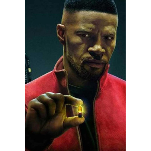 Project Power Art Jamie Foxx Bomber Red Suede Leather Jacket