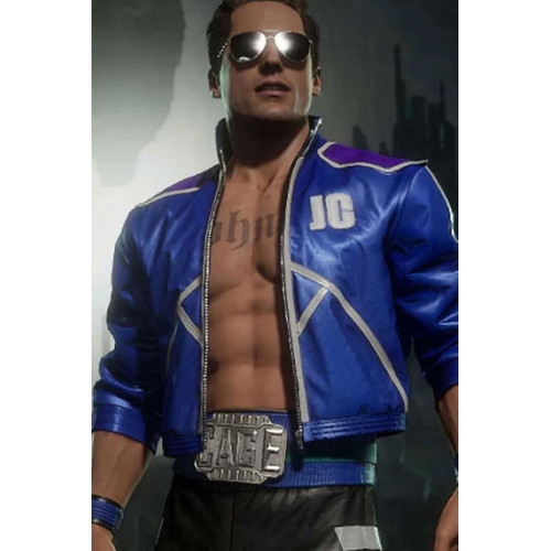 Johnny Cage Mortal Kombat Cosplay Blue Bomber Leather Jacket