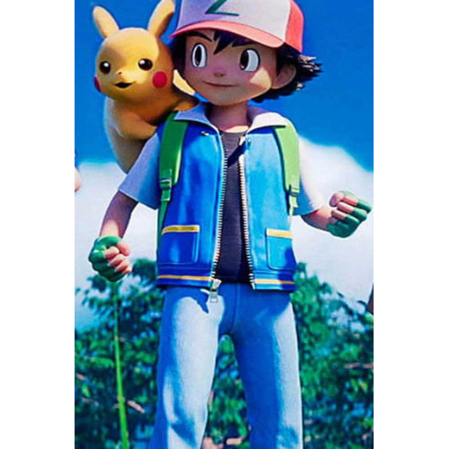 Ash Ketchum Pokemon Sword Shield Cosplay Blue Leather Jacket