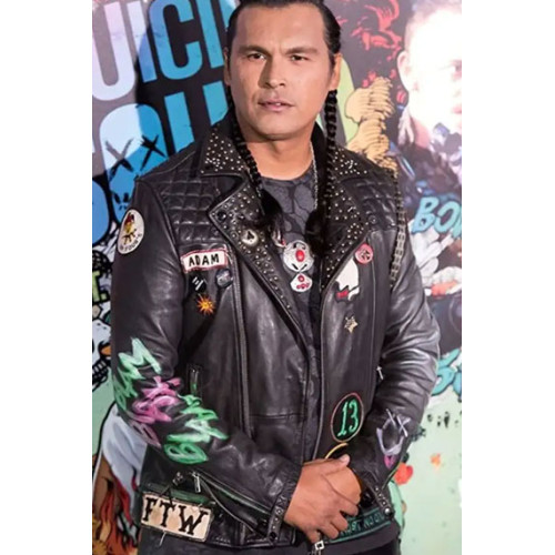 Adam Beach Suicide Squad Slipknot Black Quilted Leather Jacket