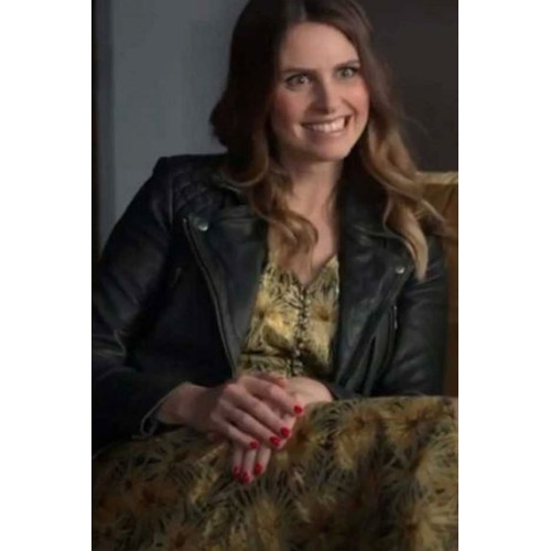 Ted Lasso Flo Collins Ellie Taylor Biker Black Quilted Jacket