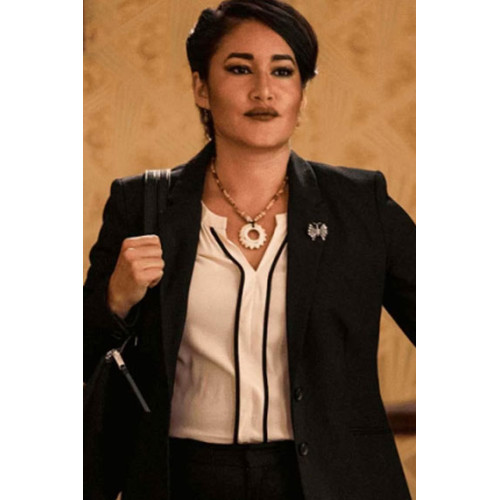 Qorianka Kilcher Yellowstone TV Show Angela Blue Thunder Coat
